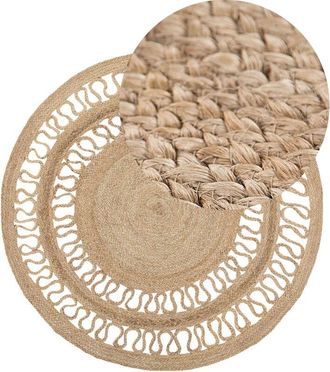 Beliani Beliani - Teppich Beige Jute ø 120 cm Kurzflor Boho Stil Maschinengewebt Rund