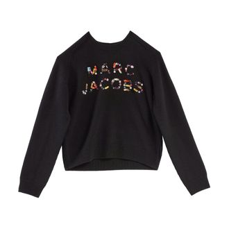 Marc Jacobs Kristall Logo Strick Crewneck Pullover - - Knitwear - Damen - Schwarzk - S