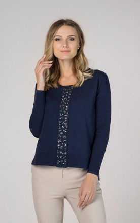 Passioni Strickpullover mit Strassdetails