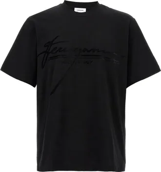 Ferragamo Homme, Tops, Noir, Taille: M Firma T-Shirt