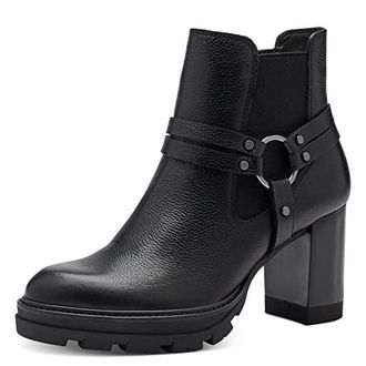 Tamaris Femme Bottines, Dame Bottines,TOUCHit,Demi-Bottes,Bottine,Haut de la Cheville,Fermeture éclair,Black Leather,38 EU