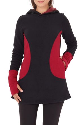 Purewonder Damen Pullover Kapuzenpullover-Kleid aus Fleece dr12 Rot S