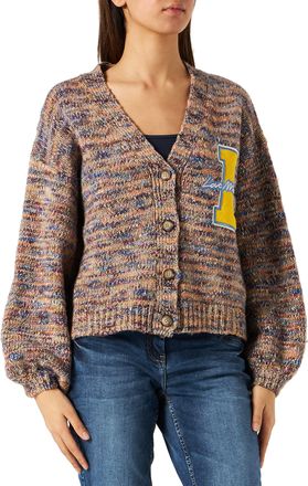 Love Moschino Long Sleeve Cardigan in Wool Blend with Maxi L and Embroidery