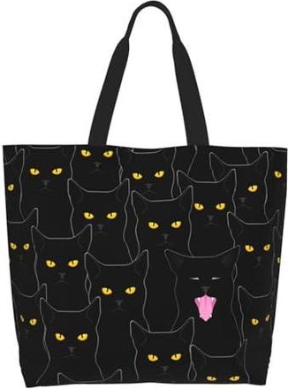 Generic Chat Cool Noir Sac Fourre-Tout L&eacute;ger Sacs De Courses Grand Sac Courses Pour Travail Gym Voyage