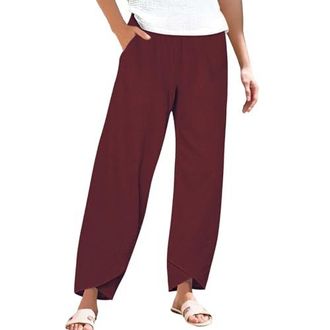 Generic Pantalon Large en Lin Femme L&eacute;ger Ample Fluide Pantalon D&eacute;contract&eacute; Ample en Coton et Lin &Agrave; Taille &Eacute;lastique pour Femme De Maison Printemps Linen Pant
