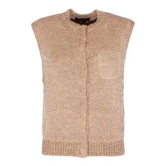 Fabiana Filippi Femme, Vestes, Beige, Taille: 40 FR Pull sans manches avec d&eacute;tail de voile