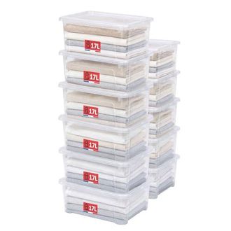 Sundis View Box, 11er-set Aufbewahrungsbox mit deckel, 17L, transparentem Kunststoff, stapelbar, ideal f&uuml;r die Aufbewahrung in Schr&auml;nken, im B&uuml;ro, in der Was