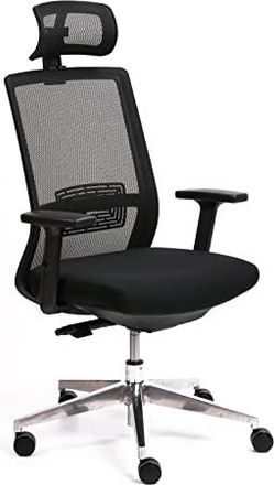 Amazon Basics Höhenverstellbarer Bürostuhl mit Verstellbarkeit der Armlehnen und Kopfstütze, Schwarz(Früher Movian)