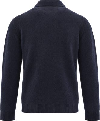 Paolo Pecora Wool Blend Long-Sleeve Polo Sweater - Blue