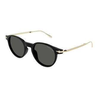 Montblanc Runde Falt-Sonnenbrille - - Accessories - Herren - Schwarzk - 49 MM