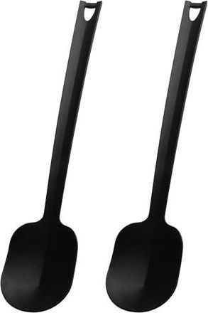 Fackelmann Wok Kochl&ouml;ffel Asia Line, K&uuml;chenhelfer aus Kunststoff, L&ouml;ffel f&uuml;r beschichtete T&ouml;pfe und Pfannen (Farbe: Schwarz), Menge: 1 St&uuml;ck (Packung mit 2)