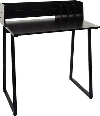 Hhg jamais utilisé] Bureau 770, table pour ordinateur portable bureau, 82x51cm structure 3D, métal mdf, noir
