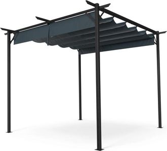 Blumfeldt Blumfeldt Pergola 3x3 m, Pergola Jardin Ext&eacute;rieur, Toit Polyester R&eacute;sistant, Armature Acier Thermolaqu&eacute;, Montage Facile, Utilisable Toute lAnn&eacute;e