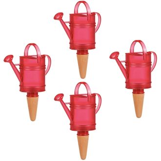 Scheurich Wasserspender Nelly | 4X Rot | 110 ml F&uuml;llmenge | Bew&auml;sserungskugel klein mit Ton Fu&szlig; | Wasserspender Pflanzen und Blumen Terrakotta Stiel