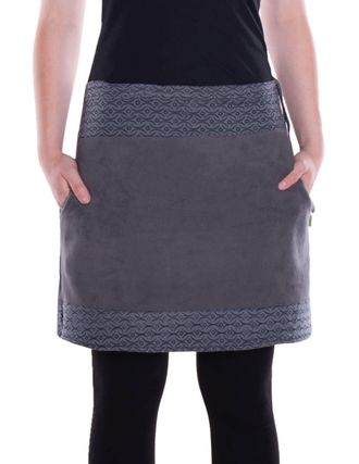 vishes Alternative Bekleidung - Thermorock Warmer Damen Winterrock kurz Taschenrock aus ECO-Fleece grau 44-46