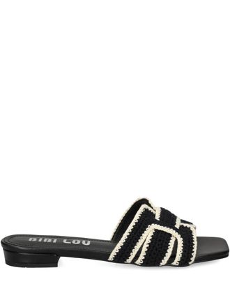 Bibi Lou sandales en cuir à semelle plate - Noir