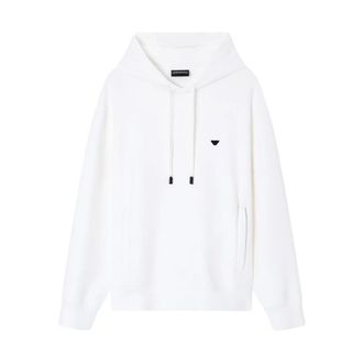Emporio Armani Doppel-Jersey Kapuzenpullover mit Micro-Adler-Stickerei - - Sweatshirts & Hoodies - Herren - Wei&szlig; - L