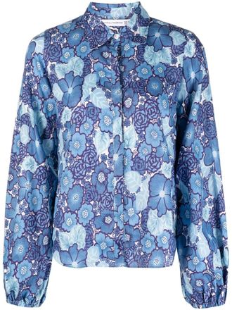 Faithfull The Brand chemise Las Brisas en lin &agrave; fleurs - Bleu