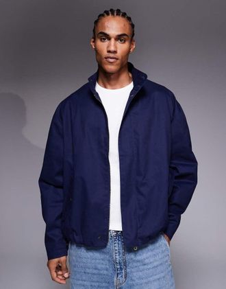 Asos Oversize-Jacke in Marineblau mit Stehkragen