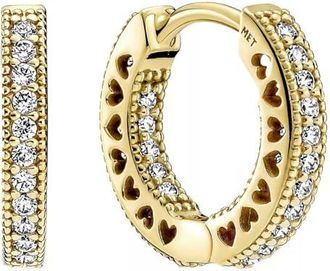 Pandora Pandora Signature Créoles Coeur Pavé en métal plaqué or 14 carats