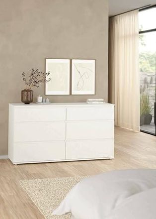 Dmora Kommode Isabel, Mehrzweckkommode, Schlafzimmerkommode, Schrank mit Schubladen, 153x50 h84 cm, Wei&szlig;