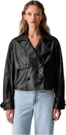 A|X Armani Exchange Femme, Vestes, Noir, Taille: 42 FR Veste Courte en Cuir