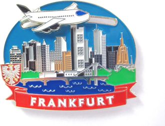 Generic Flughafen Frankfurt Magnet Metall Souvenir Germany Flugzeug Airport Skyline