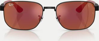 Ray-Ban Rb8329m - Scuderia Ferrari Collection - Lunettes de soleil &agrave; monture irr&eacute;guli&egrave;re avec verres r&eacute;fl&eacute;chissants rouge - Noir