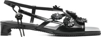 Cecilie Bahnsen flower leather sandals - Schwarz