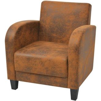 vidaXL Fauteuil Marron Similicuir daim