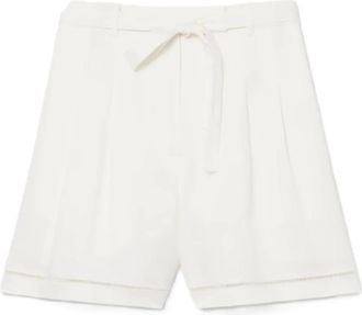 Lacoste Femme, Shorts, Blanc, Taille: 36 FR Bermuda Oversize Fluide en M&eacute;lange de Lin