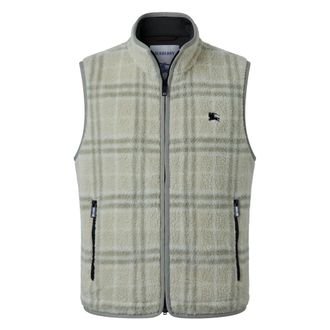 Burberry Gilet en polaire en m&eacute;lange de laine et cachemire &agrave; carreaux - Femme - Vestes - Beige - Taille: 40 FR