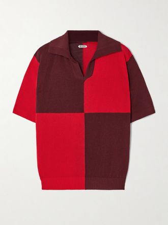Bode Haut Façon Polo Oversize En Coton Bicolore - Rouge