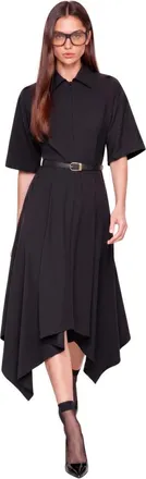Kocca Femme, Robes, Noir, Taille: 38 FR Robe Mi-longue &agrave; Col et Ceinture Boucl&eacute;e