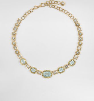 Dolce & Gabbana Halskette Eleganza 18-kar&auml;tiges Wei&szlig;- Und Gelbgold, Aquamarine Und Saphire - Frau Ketten Mehrfarbig Onesize