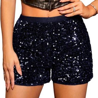 ORANDESIGNE Short Paillettes Femme Sexy Short de Danse Paillettes Brillant Shorts Sequin Shine Glitter Taille Haute Sparkly Party Club de Nuit Costumes de Carnava