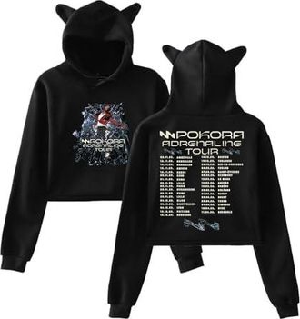 Generic M Pokora Adrenaline Tour Dates Merch Pull Femme Oreilles de Chat Sweat à Capuche Manches Longues Vêtements Femme, Noir, S