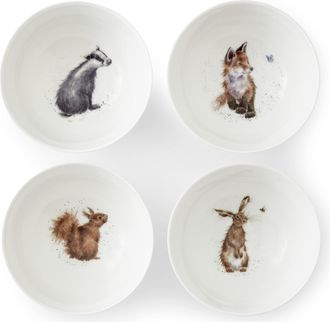 Wrendale Designs Royal Worcester Set mit 4 tiefen Schalen, 15,2 cm, 4 St&uuml;ck