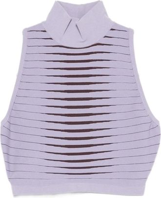 Elisabetta Franchi Femme, Tops, Violet, Taille: 40 FR High Neck Sleeveless Top