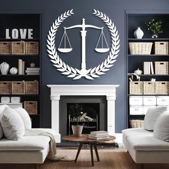 Generic Moderne minimalistische Wanddekoration aus Metall: Waage der Gerechtigkeit, Wanddekoration f&uuml;r Anw&auml;lte, Wanddekoration f&uuml;r Anwaltskanzleien, Geschenke