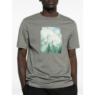 HUGO BOSS Landscape Graphic Print T-Shirt - Gray