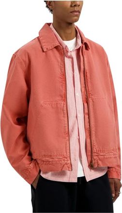 Olaf Hussein Homme, Vestes, Rouge, Taille: XL Veste en toile d&eacute;lav&eacute;e