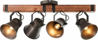 Brilliant Lampe, Decca Spotbalken 4flg schwarz stahl, 4x A60, E27, 10W, Holz aus nachhaltiger Waldwirtschaft (fsc) - Brilliant
