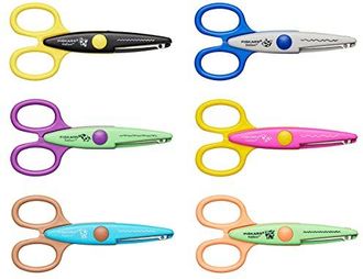 Fiskars Set de ciseaux cranteurs pour enfant, 6 pi&egrave;ces, Longueur totale: 13 cm, Pour droitiers et gauchers, + 4 ans, Lames en acier inoxydable/Poign&eacute;es en pla
