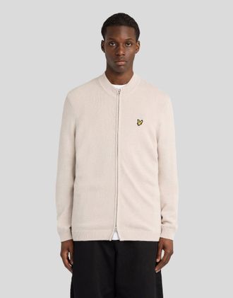Lyle & Scott Relaxed-Baumwoll-Merino-Strickpullover mit durchgehendem Rei&szlig;verschluss