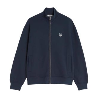 Maison Kitsun&eacute; Fox Head Zipped Comfort Sweatshirt - - Sweatshirts & Hoodies - Herren - Blau - XL