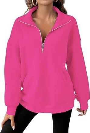Generic Pull &agrave; demi-fermeture &eacute;clair pour femme - Surdimensionn&eacute; - Quarter - Fermeture &eacute;clair - Tenue dautomne - V&ecirc;tements dhiver avec poche - Y2k - Sweat &agrave; c