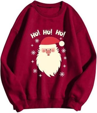 Generic Sweat Noel Famille Sweat-Shirt Femme LéGer Confortable Imprimé ThèMe NoëL Nourriture Boisson DéContracté Moderne Tendance Maintien De La Chaleur Respi