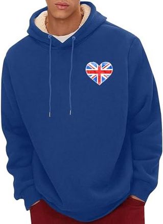 Generic Sweat à capuche moelleux pour homme - Printemps et automne - Sweat-shirt en velours et épais - Impression 2D personnalisée - Drapeau national rétro te