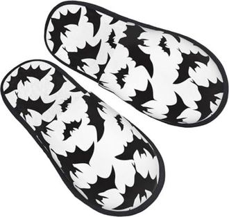 Generic Chaussons Femme Homme Chauves-Souris Sur Fond Noir Maison Chaussures Antid&eacute;rapantes Doux Chaude Pantoufles, Pour Int&eacute;rieur Ext&eacute;rieur, Femmes, Hommes, 